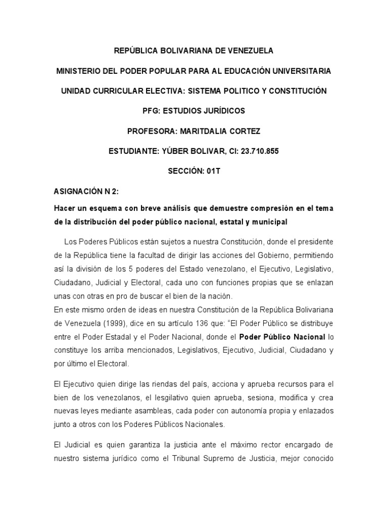 Analisis Del Esquema de Los Poderes Público en Venezuela | PDF ...