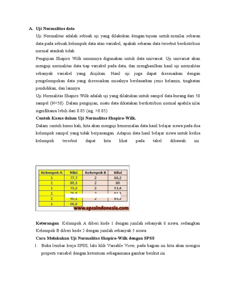 Uji Normalitas Data 1 | PDF
