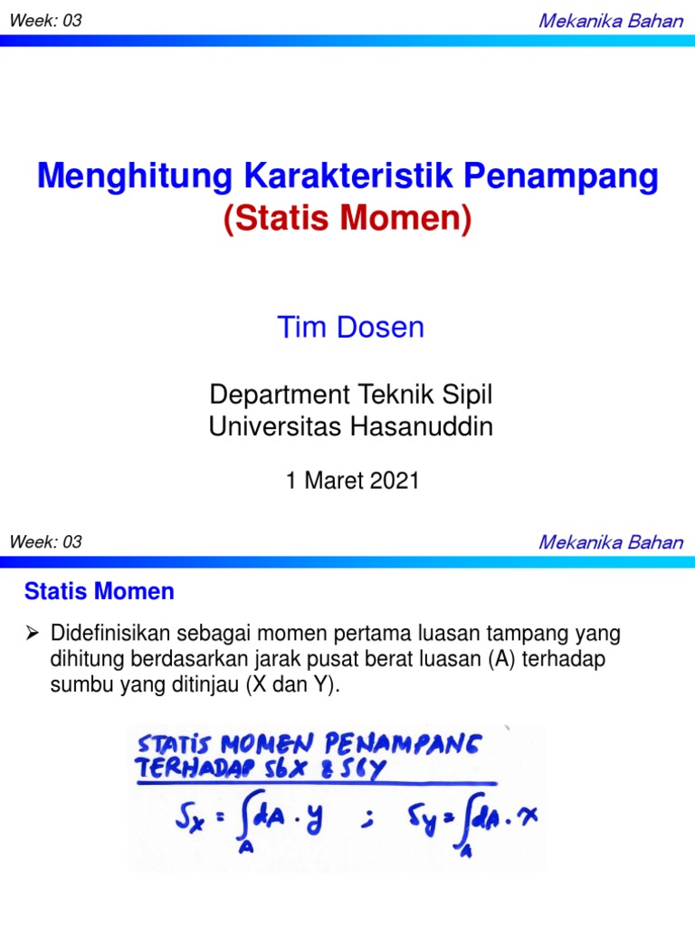 Pertemuan 3 Statis Momen | PDF
