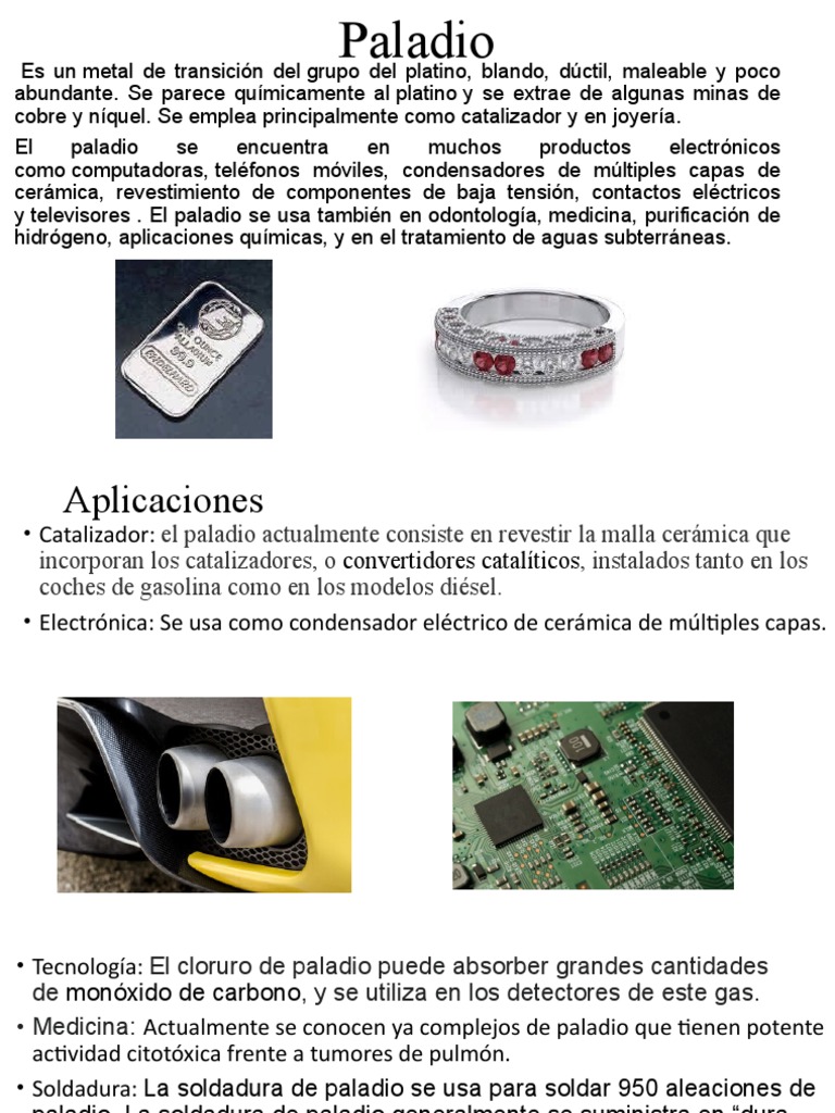 Usos y aplicaciones del paladio | PDF