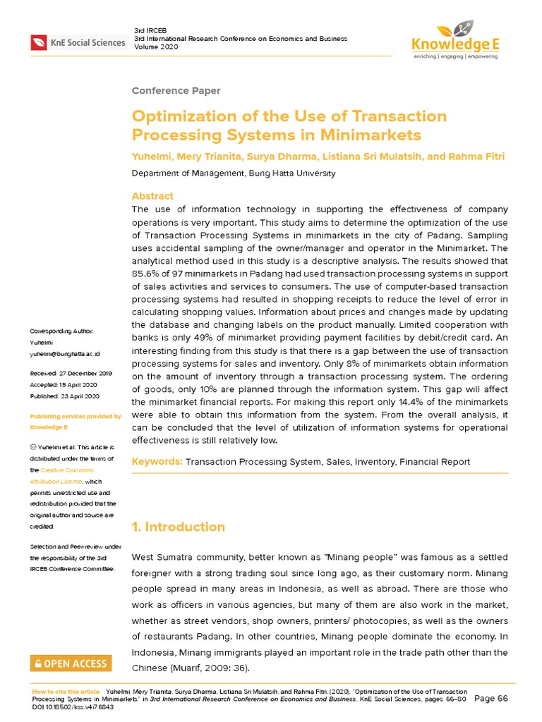 Optimization of The Use of Transaction Processing Systems in ...