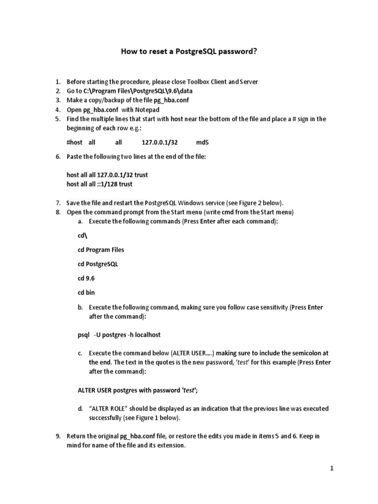 Resetting Postgre SQLPassword | PDF | Postgre Sql | Computer File