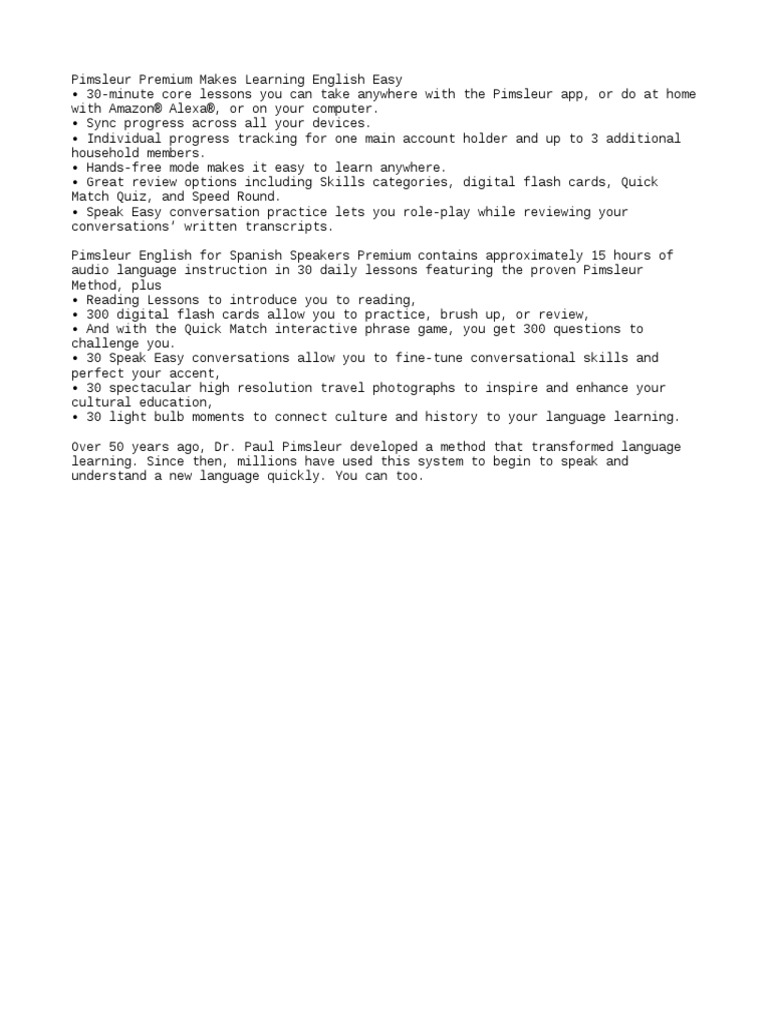 Pimsleur Lesson 01 Transcript | PDF