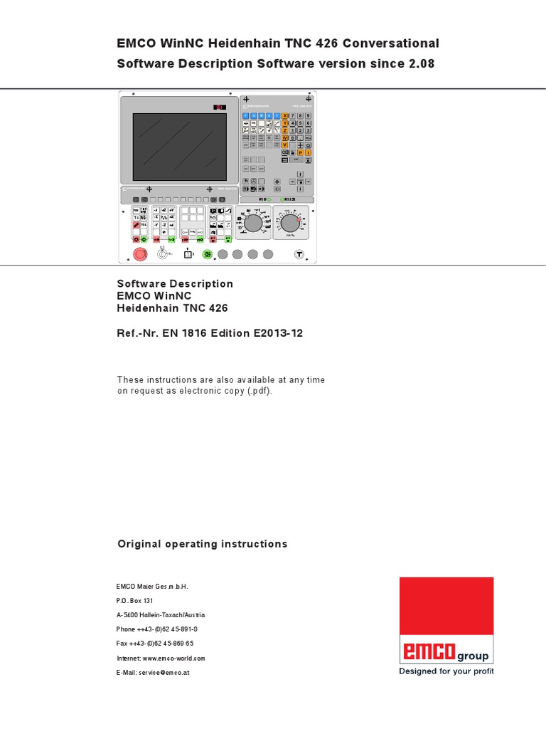Emco Winnc Heidenhain TNC 426 Conversational The Emco Winnc Heidenhain ... Emco Winnc Heidenhain TNC 426 Conversational The Emco Winnc Heidenhain ...