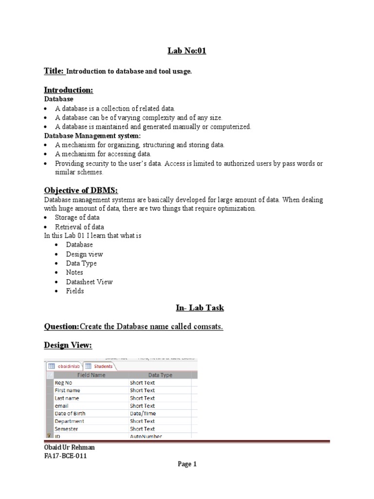 Database Lab 01
