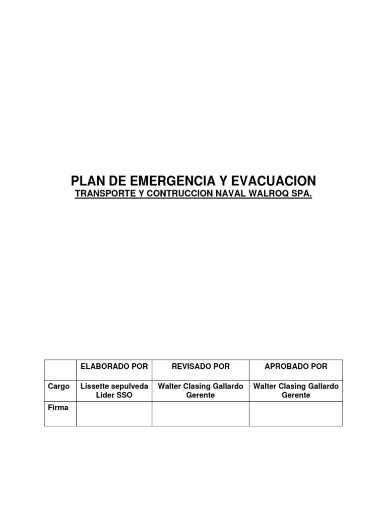Plan de Emergencia y Evacuacion | PDF | Primeros auxilios | Bombero
