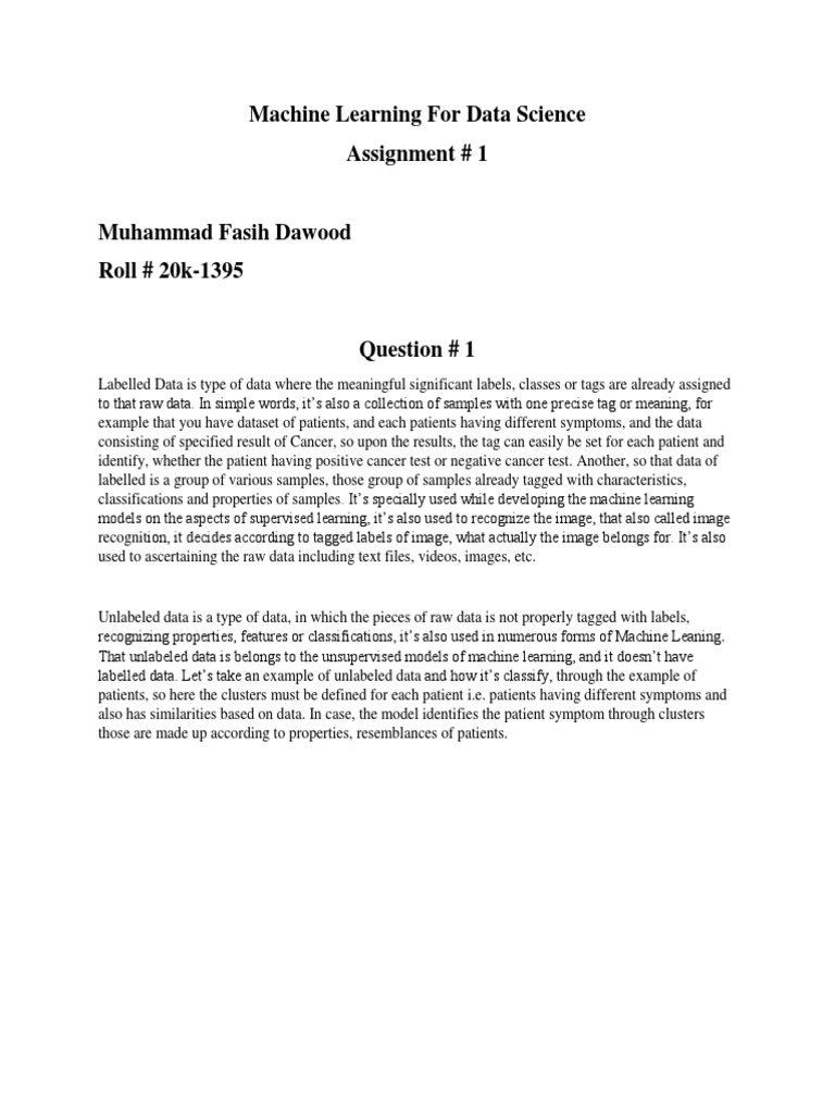 Assignment # 1 | PDF | Statistical Classification | Machine Learning