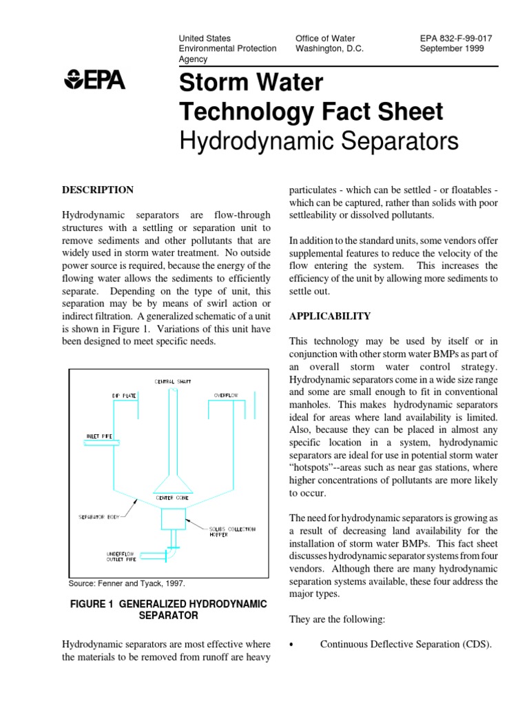 USEPA Hydrodynamic Separators | PDF | Stormwater | Surface Runoff
