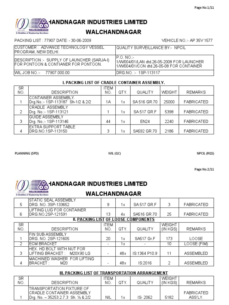 Walchandnagar Industries Limited Walchandnagar: Page No.1/11 | PDF ...