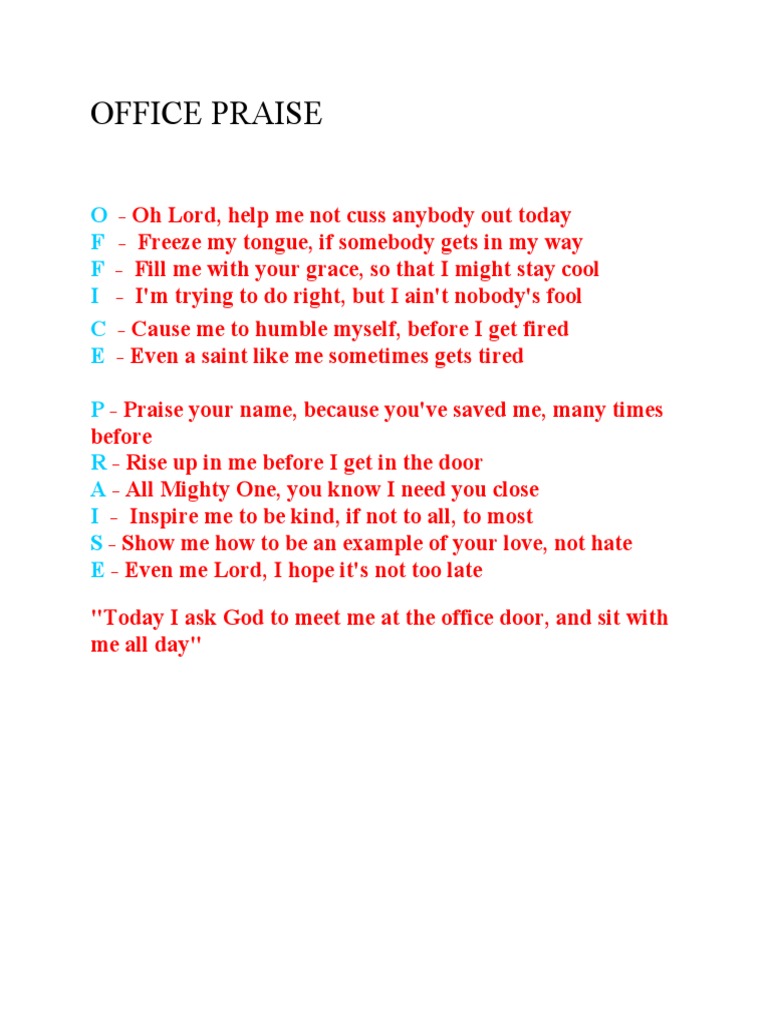 Office Prayer for Christian Women | PDF