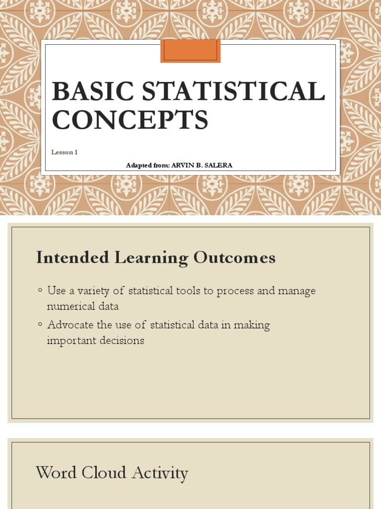 Basic Statistical Concepts: Lesson 1 | PDF | Level Of Measurement ...