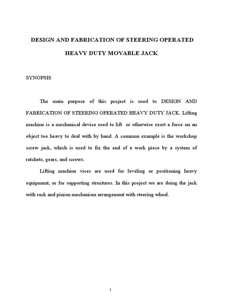 Steering Jack Report | PDF | Steering | Equipment