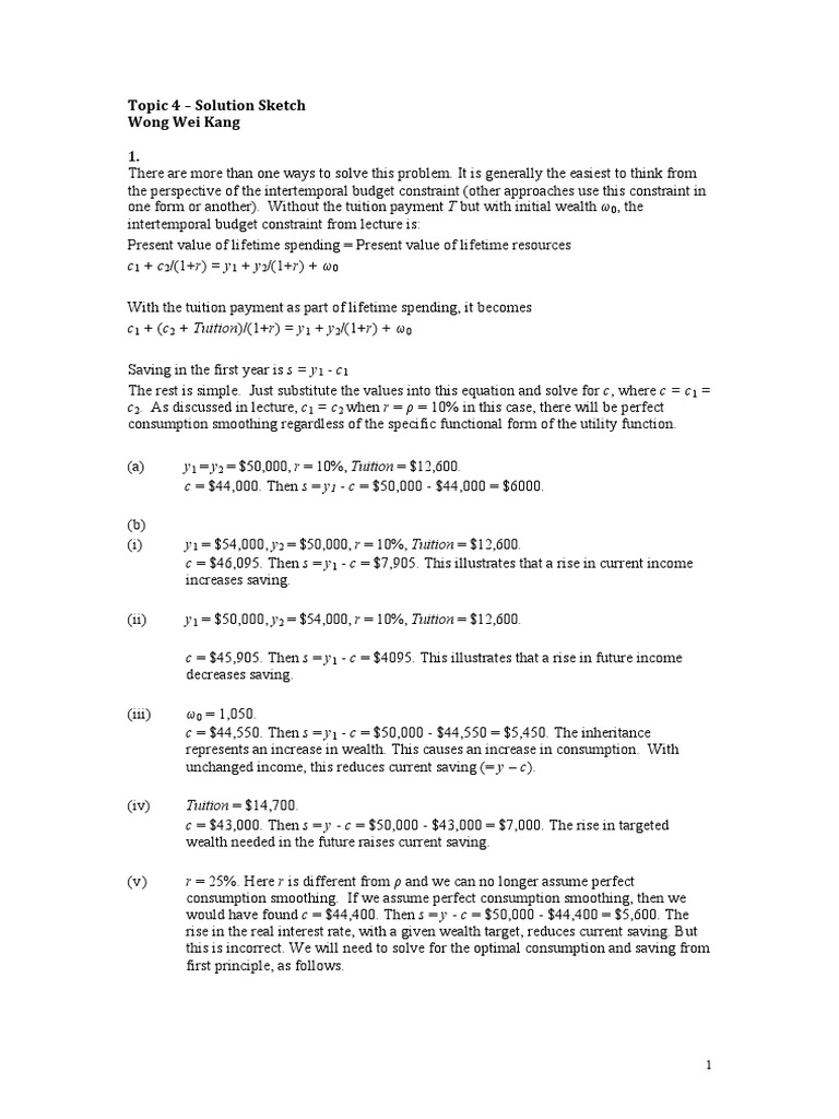 EC2102 Topic 4 - Solution Sketch | PDF | Microeconomics | Economics