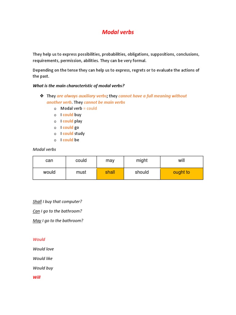 Understanding Modal Verbs | PDF | Language Arts & Discipline