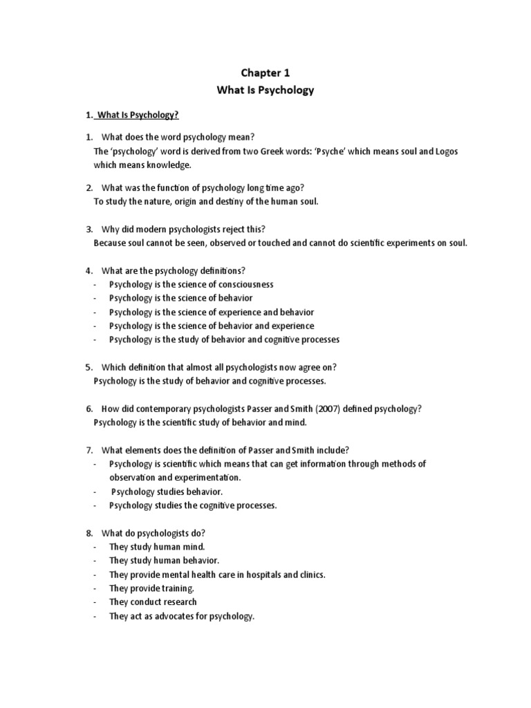 General Psychology Questions and Answers For Chapter 1 | PDF | Id ...