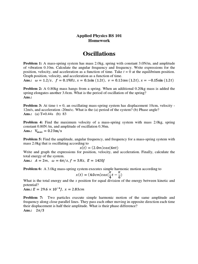 Oscillating Mass-Spring Systems: Calculating Angular Frequency ...