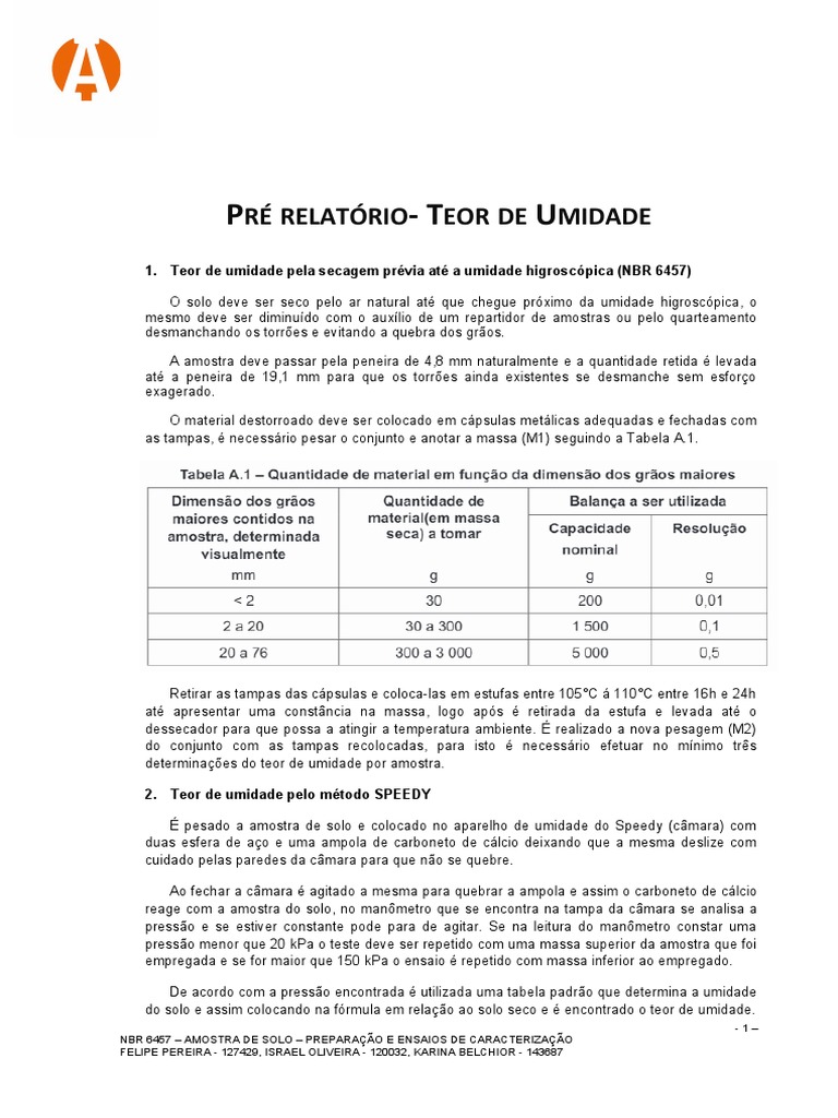 Teor de Umidade - NBR 6457 | PDF