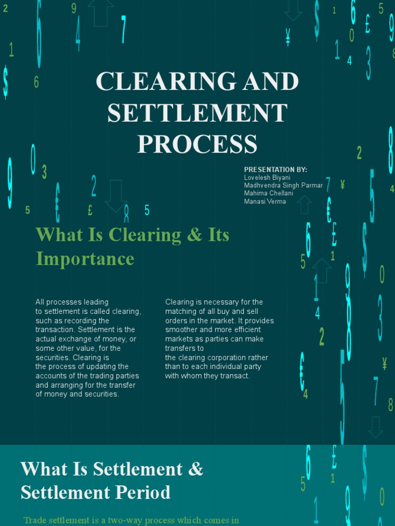 Clearing and Settlement Process | PDF | Settlement (Finance) | Finance ...