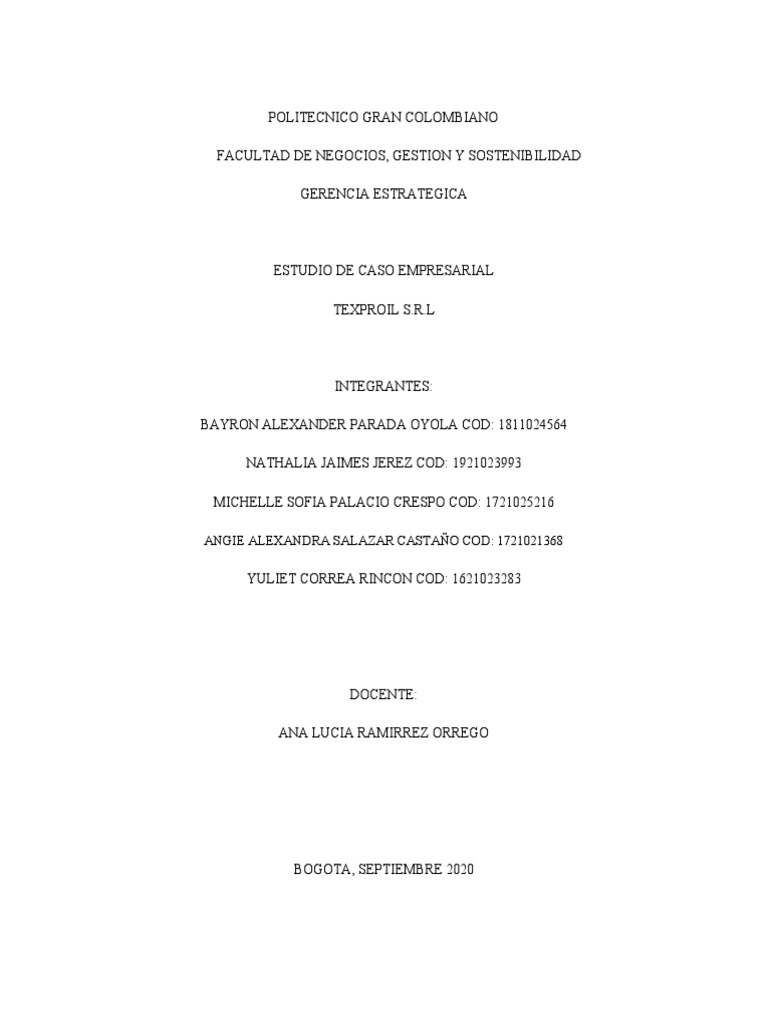 TEXPROIL - Gerencia Estrategica Trabajo 2020 | PDF | Petróleo | Empresas