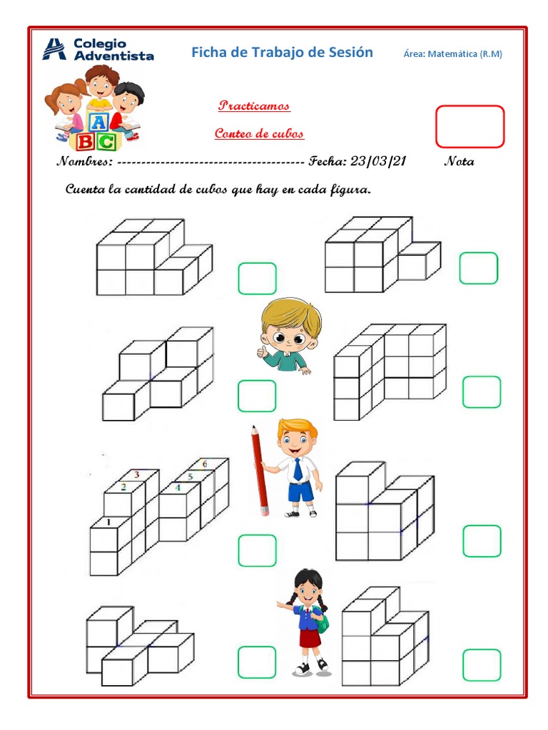 Ficha Conteo de Cubos 3ero | PDF