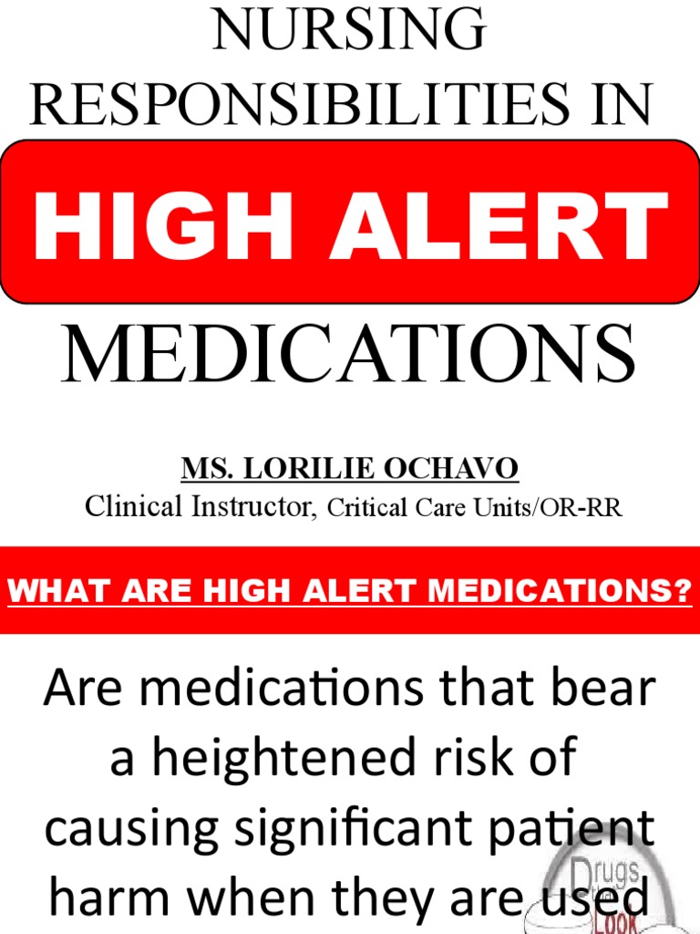 High Alert: Medications | PDF | Intensive Care Unit | Medicine