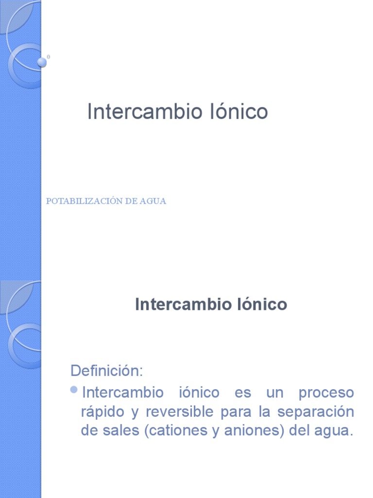 Exposicion INTERCAMBIO IONICO | PDF | Intercambio iónico | Ácido