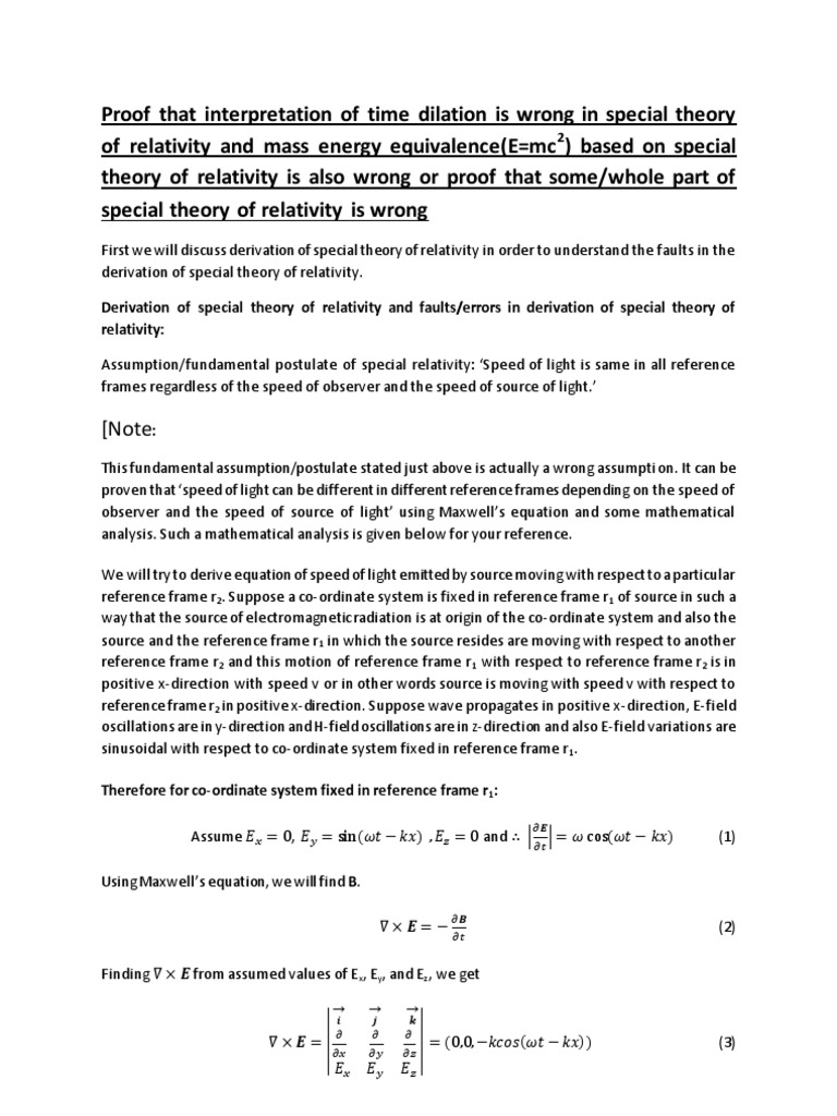 Flaws in Special Relativity Theory | PDF | Special Relativity | Speed ...