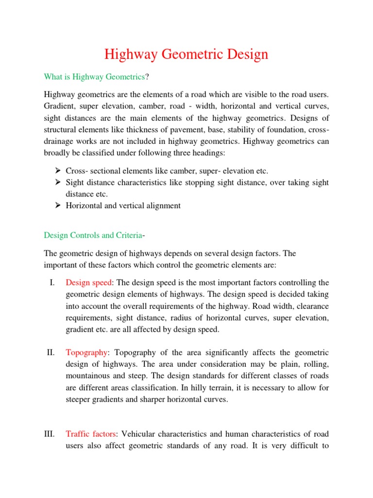 Highway Geometric Design | PDF | Road | Friction