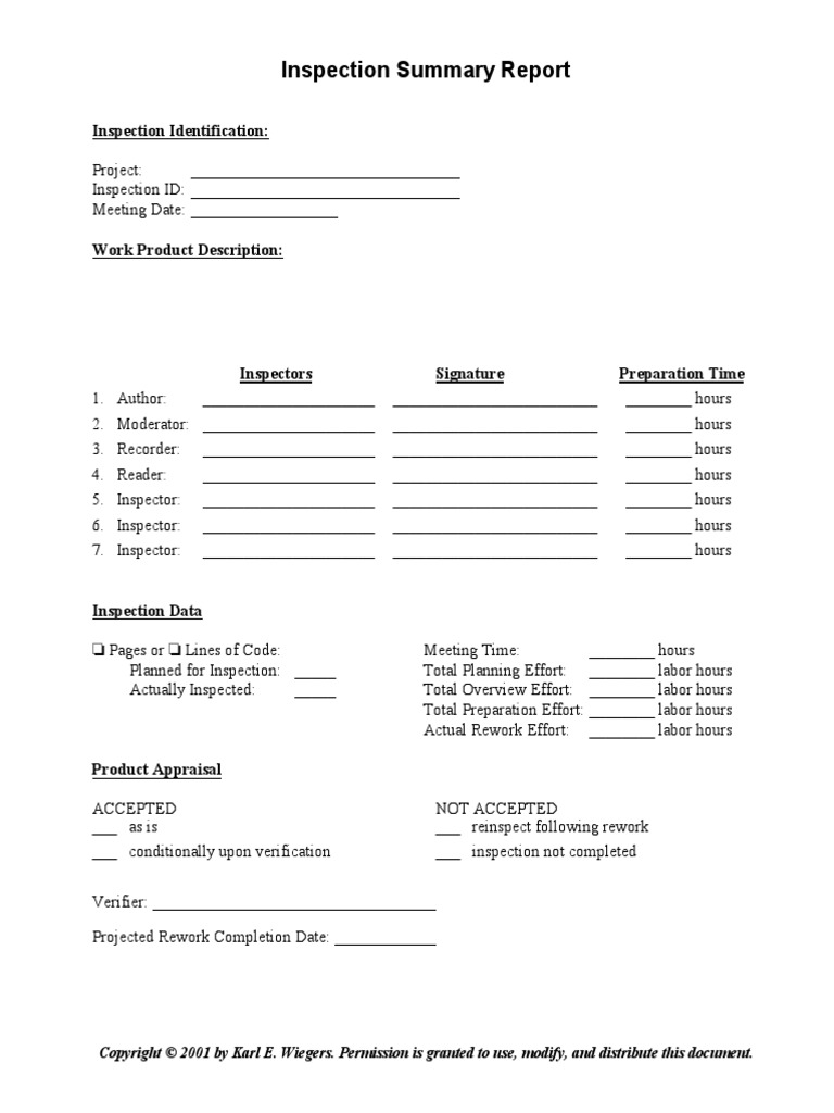 Inspection Summary Report | PDF