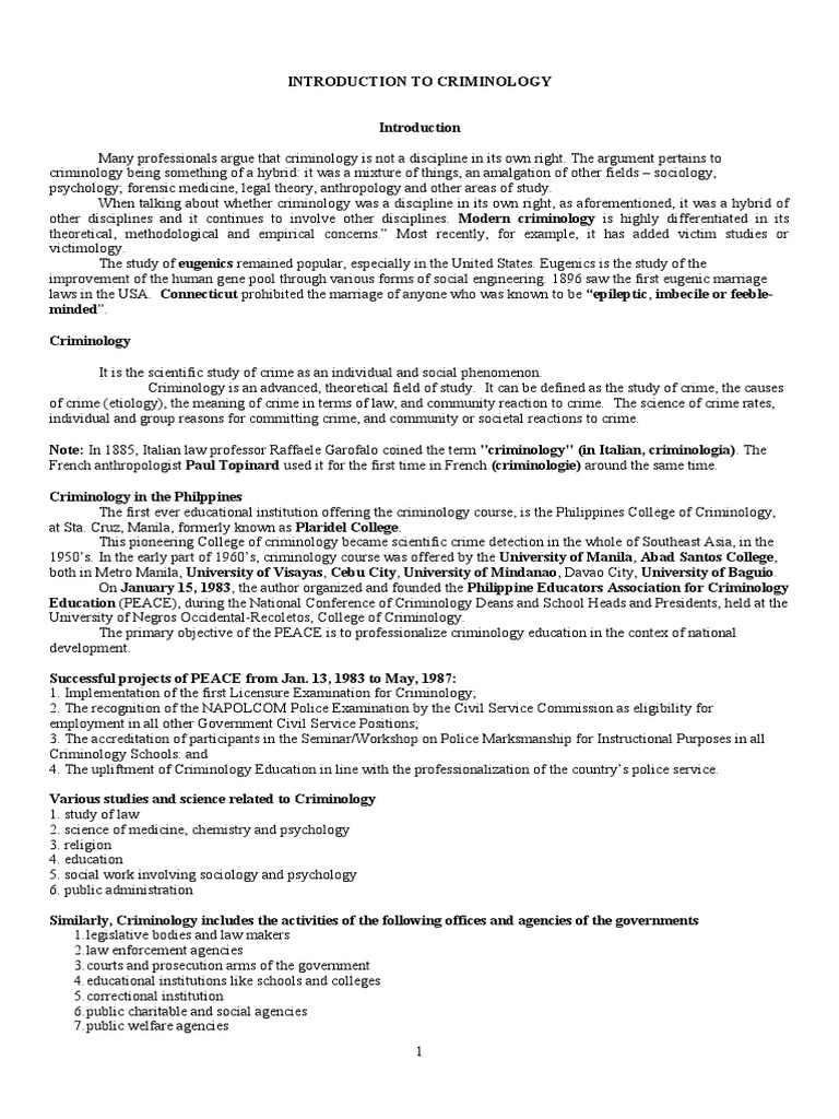 Intro To Crim Review Final | PDF | Criminology | Forensic Science