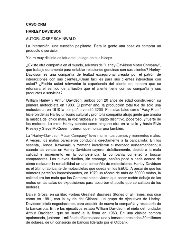Caso CRM Lectura | PDF | Harley Davidson | Marca
