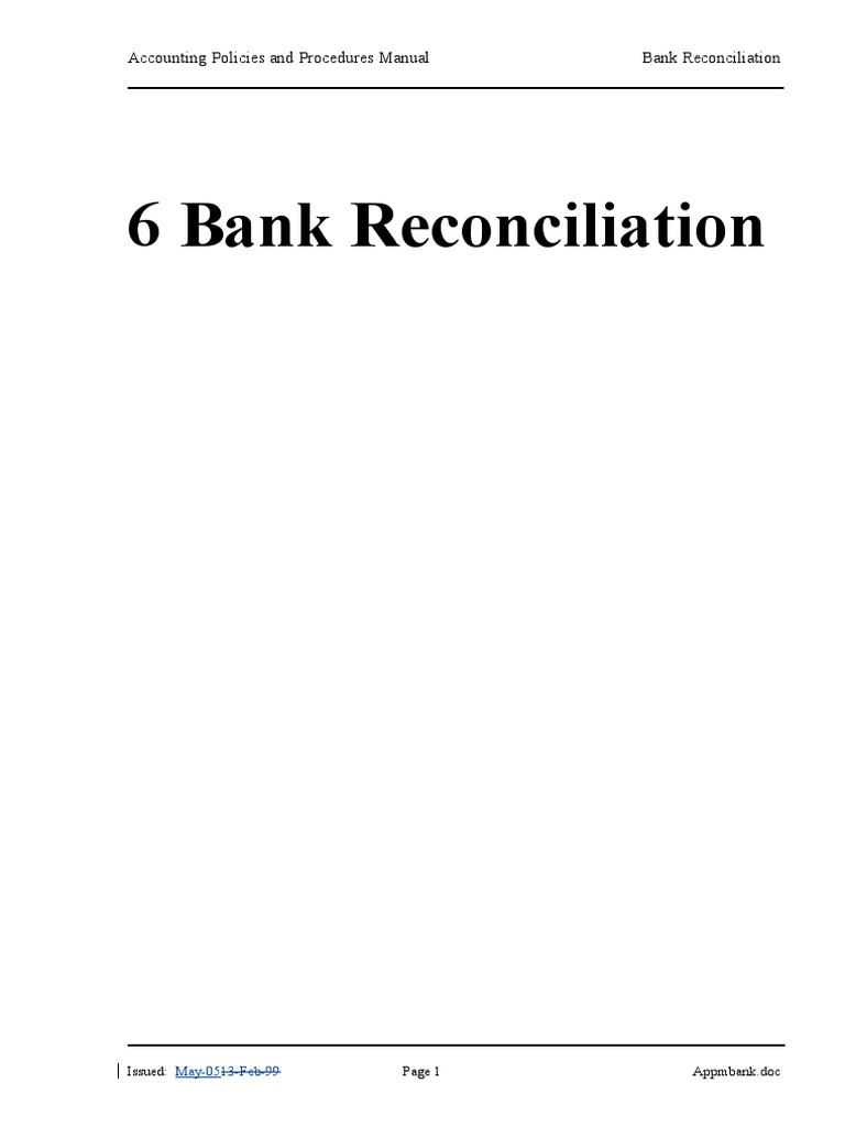 Accounting Policies and Procedures Manual Bank Reconciliation | PDF ...