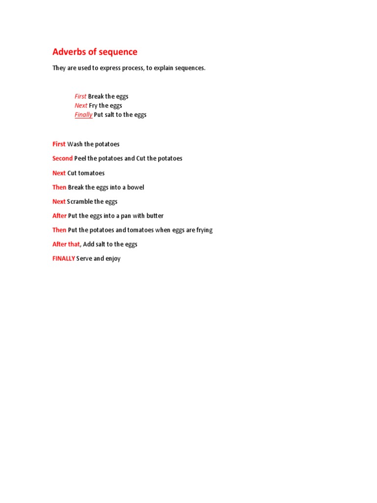 Adverbs of Sequence | PDF
