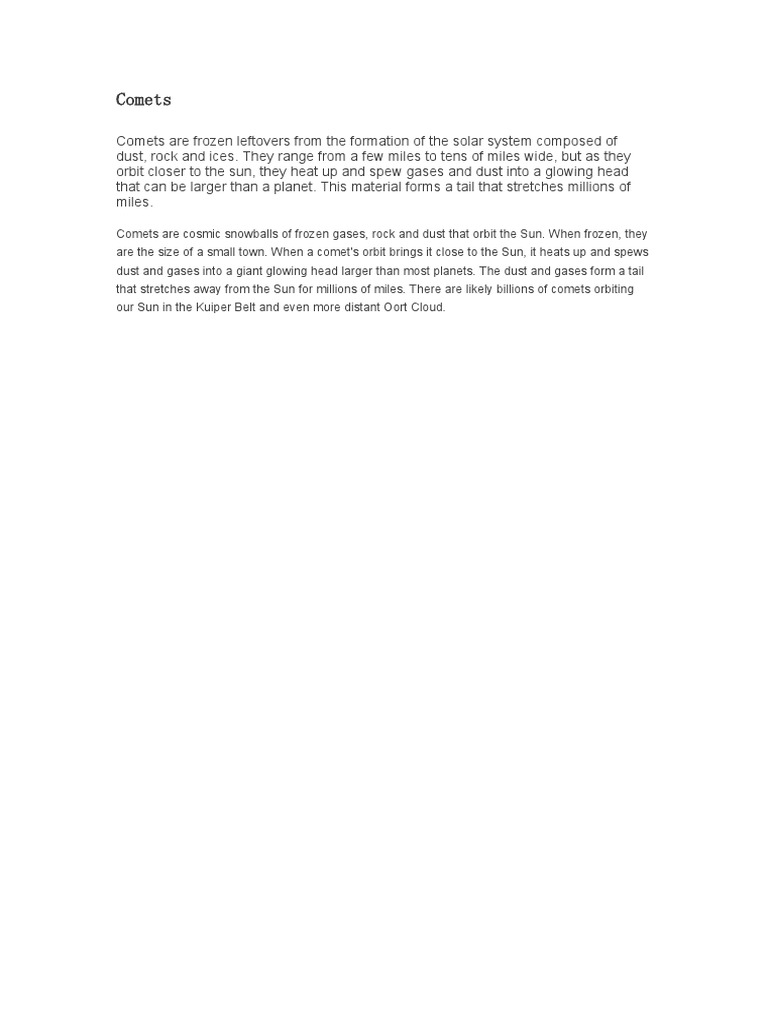 Comets | PDF