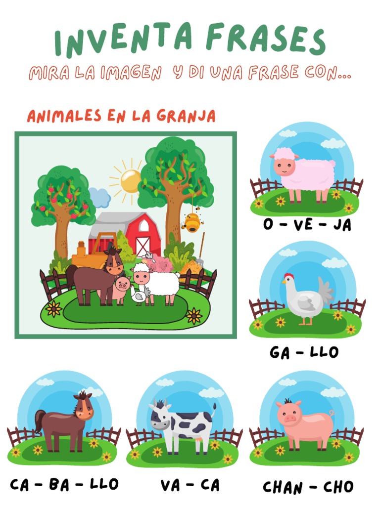 Inventa Frases Con.... (Animales de La Granja) | PDF