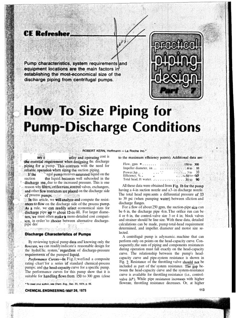 How To Size Piping For Pump-Discharge Conditions | PDF | Pump ...