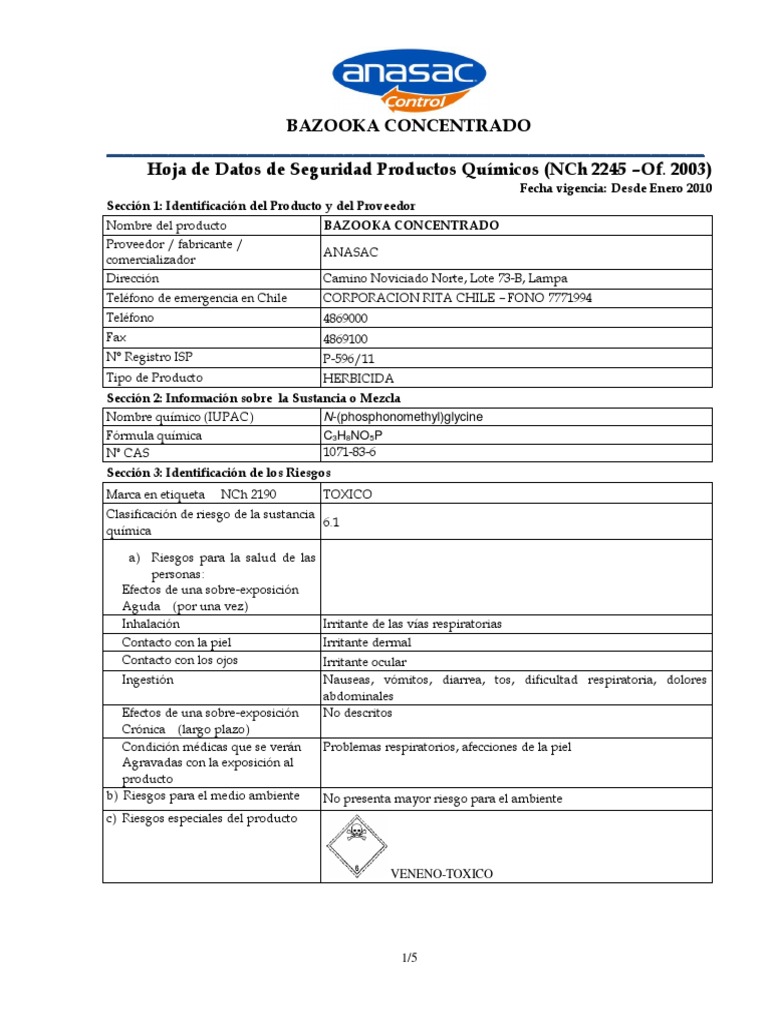 Hoja de Seguridad | PDF | Solubilidad | Agua