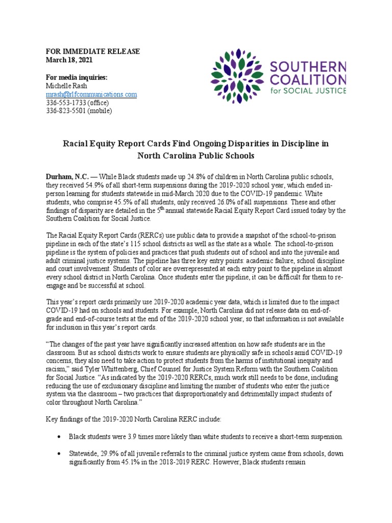 Racial Equity Report Cards Find Ongoing Disparities in Discipline in ...