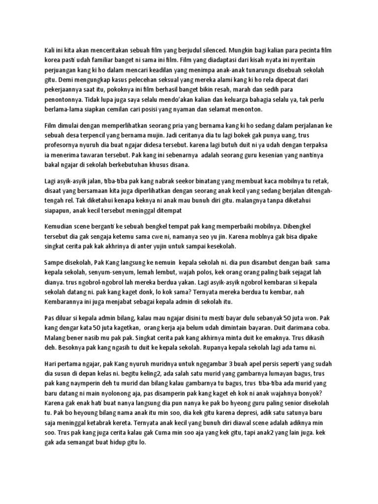 Script Alur Cerita Film Silenced | PDF
