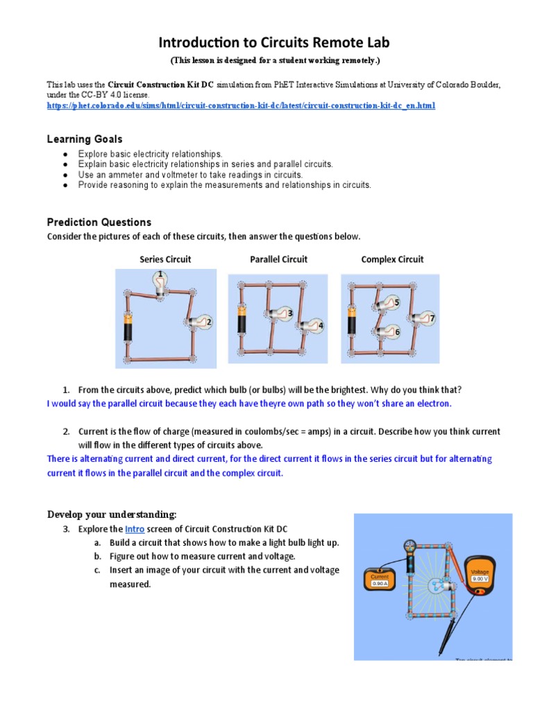 Introduction To Circuits Remote Lab | PDF | Series And Parallel ...