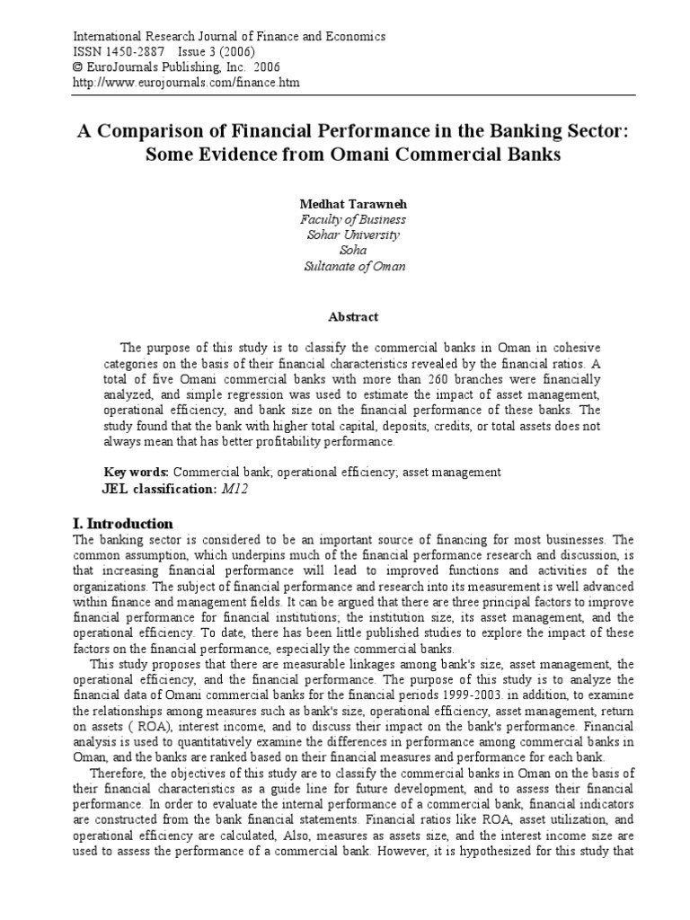 A Comparison of Financial Performance in The Banking Sector | PDF ...