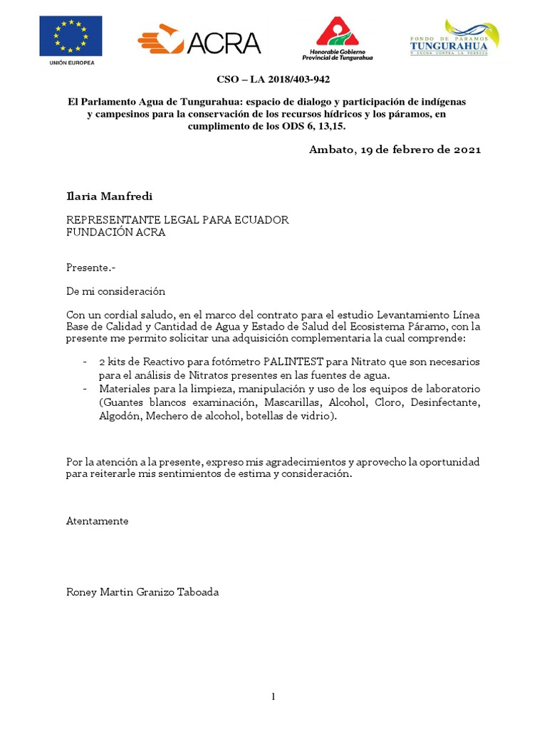 Solicitud Complementaria | PDF