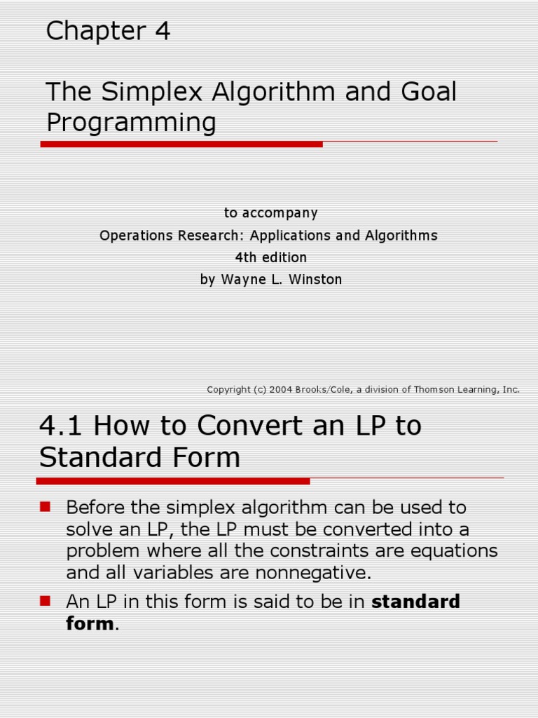 The Simplex Algorithm and Goal Programming | PDF | Mathematical Optimization | Linear Programming