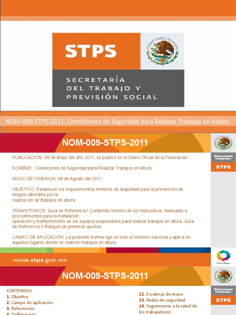 Presentación NOM-009-STPS-2011 | PDF | Bienestar | Medicina