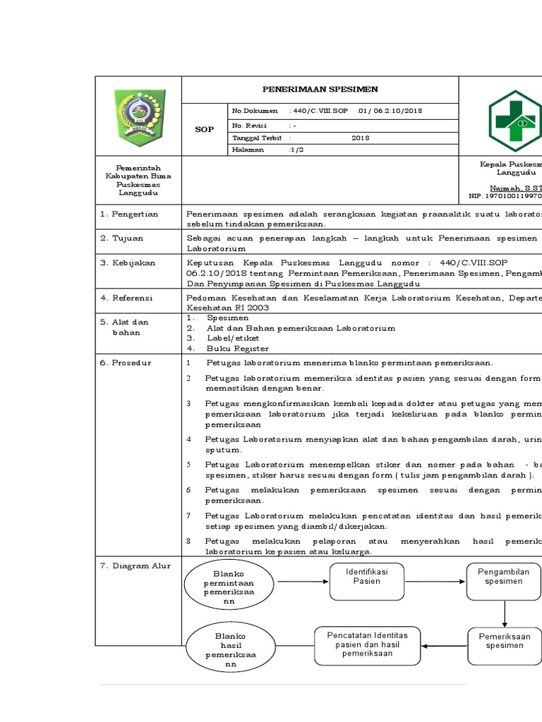 SOP Penerimaan Spesimen | PDF
