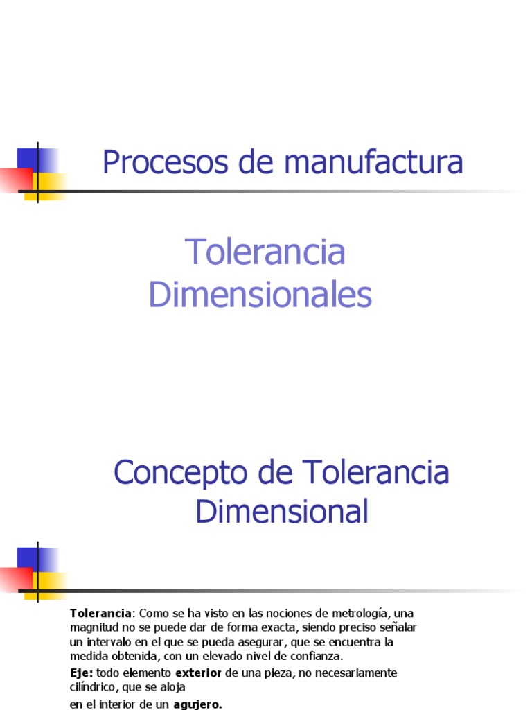 Tolerancia Dimensionales Diapositivas | PDF
