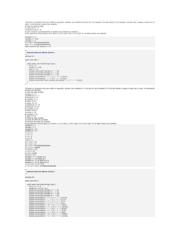 Ejercicios Java | PDF | Constructor (Programación Orientada a Objetos) | Programación