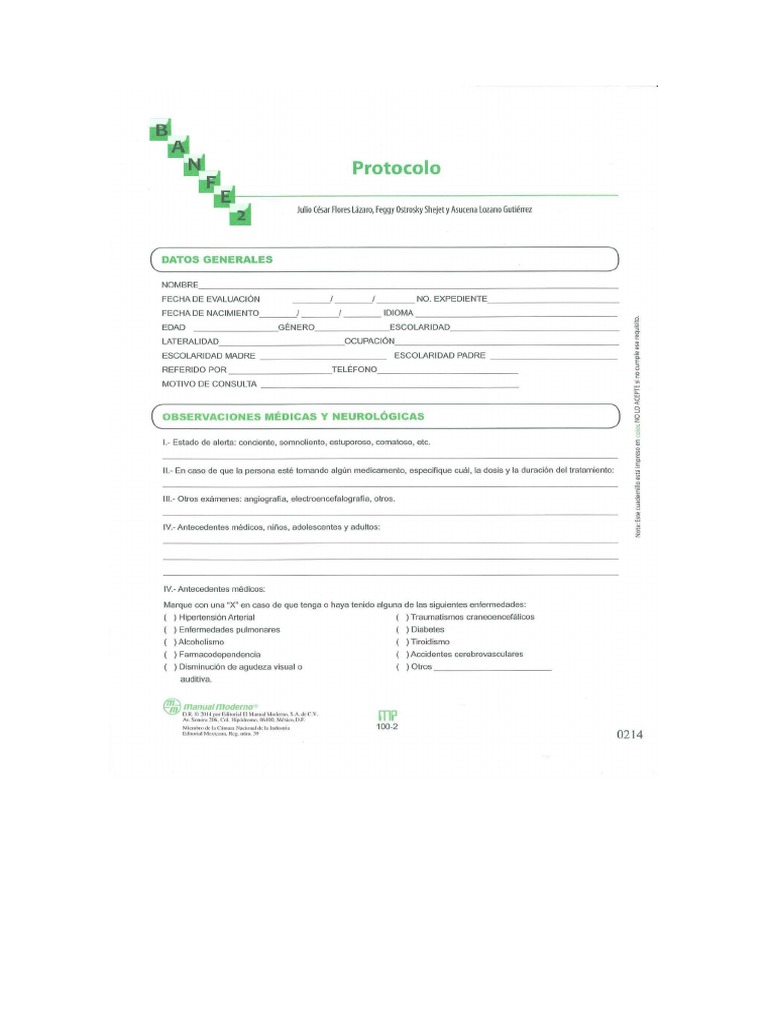 BANFE 2 Protocolo | PDF