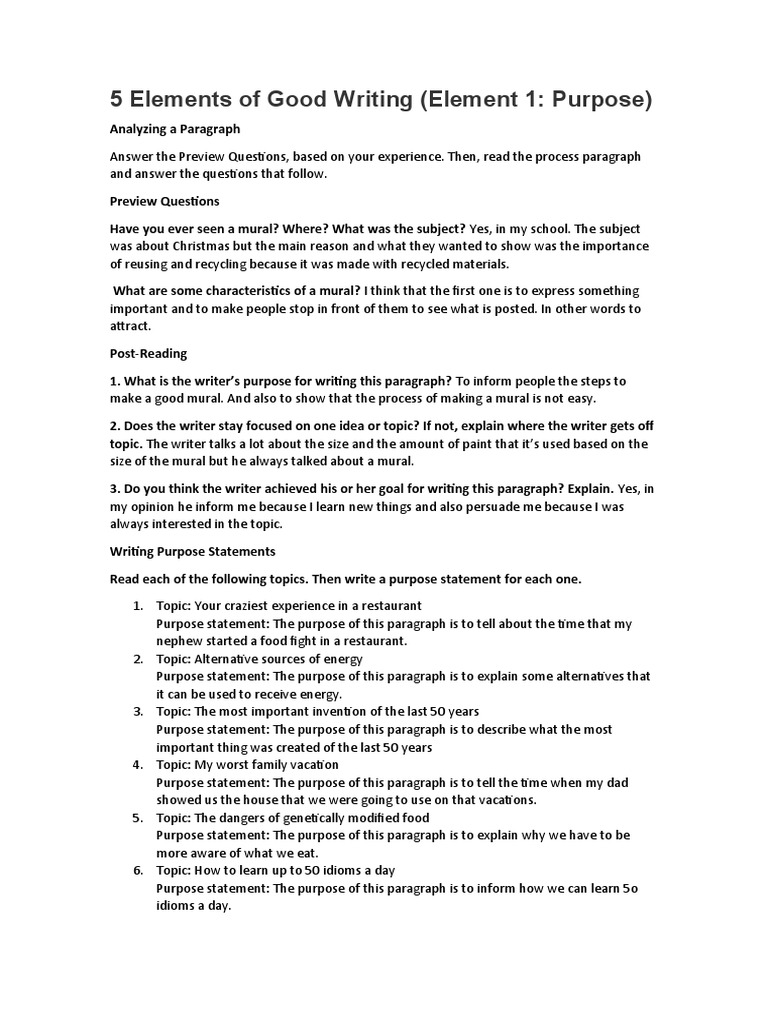 5 Elements of Good Writing | PDF | Writers | Paragraph