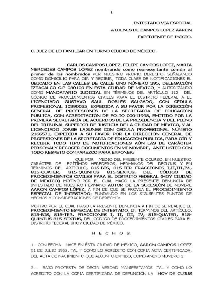 Aaron Campos Especial de Intestado | PDF | Ciudad de México | México